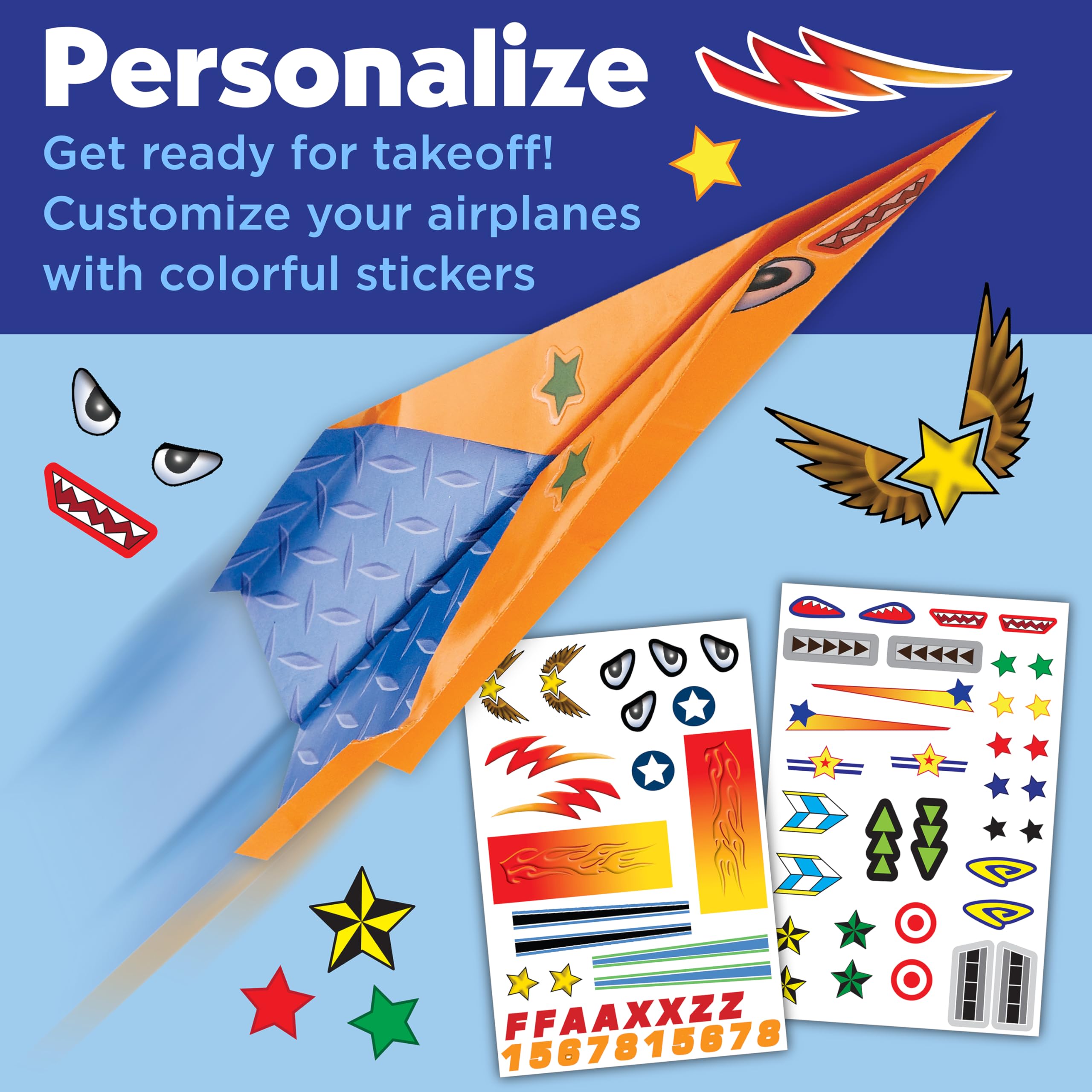 Creativity for Kids Paper Airplane Squadron - Create 20 Paper Airplanes, Crafts for Boys and Girls, Stocking Stuffers and Gift for Boys, Kids Activities for Ages 6-8+
