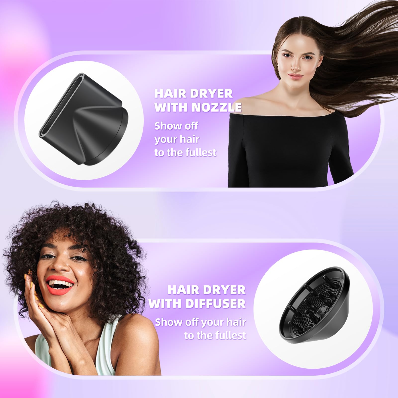 Blow Dryer with Diffuser, Ionic Hair Dryer, Constant Temperature Hair Care Without Damage,Travel Hair Dryer,Pink Gold