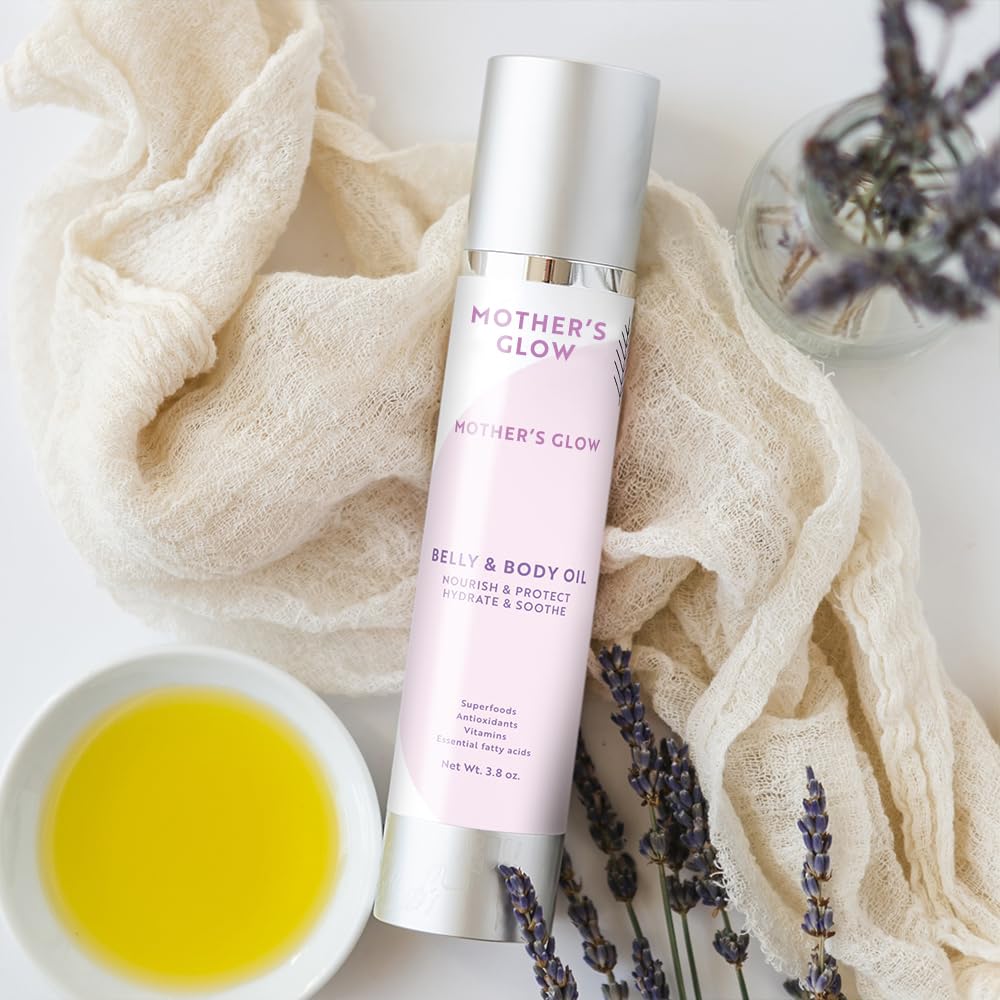 Organic Belly Oil for Stretch Marks, Plant-Based & Pregnancy-Safe Postpartum Skincare, Ultra Soothing Hydrating Nourishing