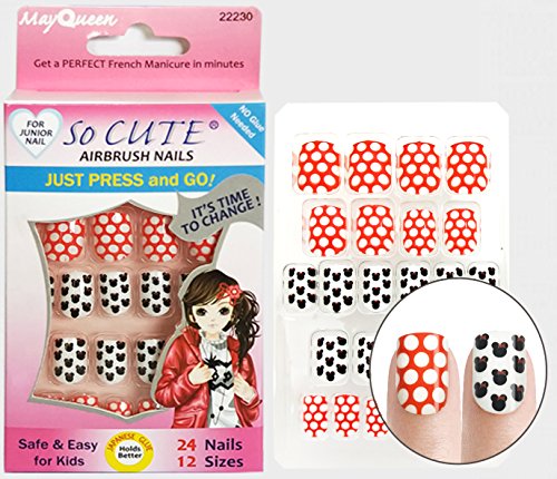Beautia 3PACK 72Tips So Cute Junior Fake Nails, Sticker Nail for Kids (Pattern 2)