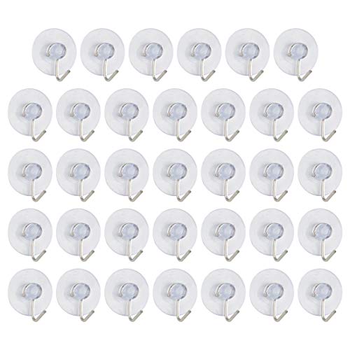 uxcell 34pcs Suction Cup Hooks 1 Inch Diameter Wall Hooks Hangers Removable Kitchen Bathroom Wall Vacuum Holder for Smooth Tile Glass