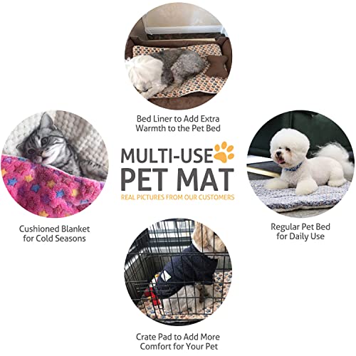 Mora Pets Ultra Soft Pet Bed Washable Dog Bed Crate Mat for Large Medium Small Dogs Reversible Fleece Dog Crate Kennel Pad Cat Pet Bed Liner 23 x 18 inch Dark Blue