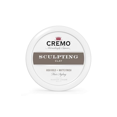 Cremo Mens Hair Clay, Premium Barber Grade Sculpting Clay for Hair Styling, High Hold, Matte Finish, 4 Oz
