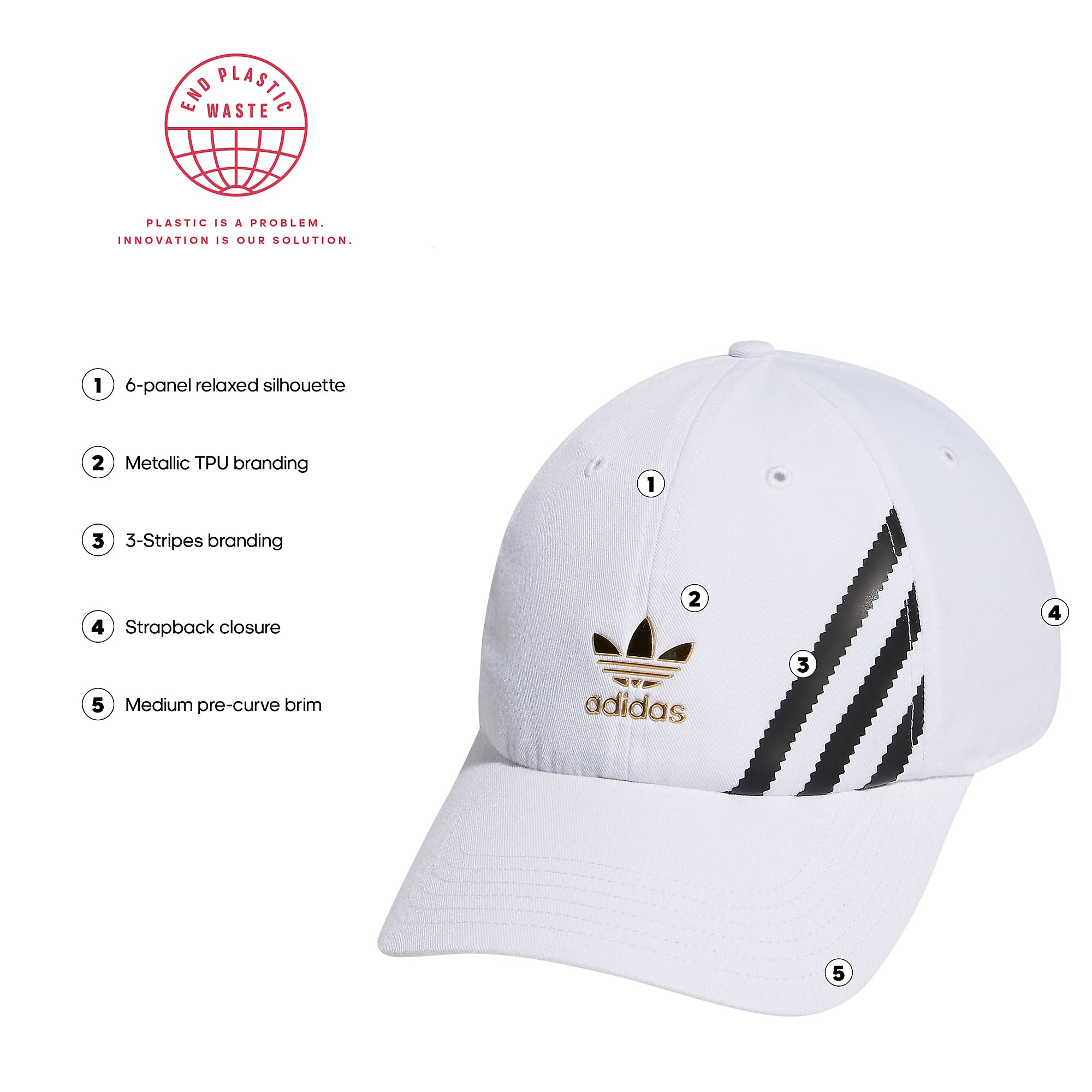 adidas Originals Men's Originals SST Plus Strapback, Black/Gold Metallic/White, One Size