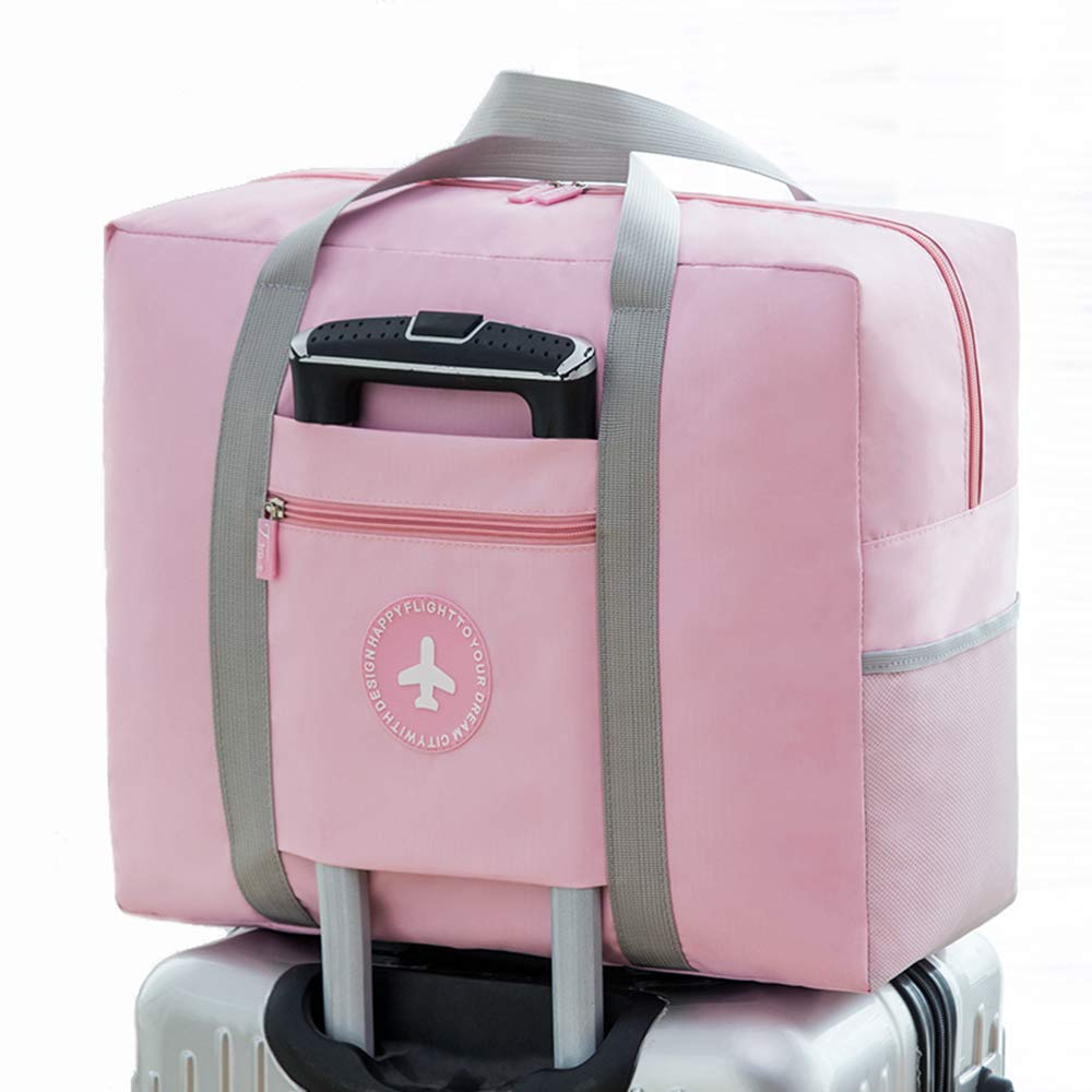 AINAAN Travel Foldable Bag & Portable Duffel for Women, Men& Kids - Waterproof Lightweight Carry On Luggage (Pink)