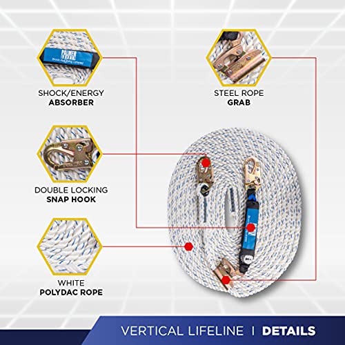 ATERET Bucket of Roof Harness Safety Kit, 50 ft. Vertical Lifeline Assembly, Reusable Anchor, 4 Gallons Bucket, Safety Harness Fall Protection Kit