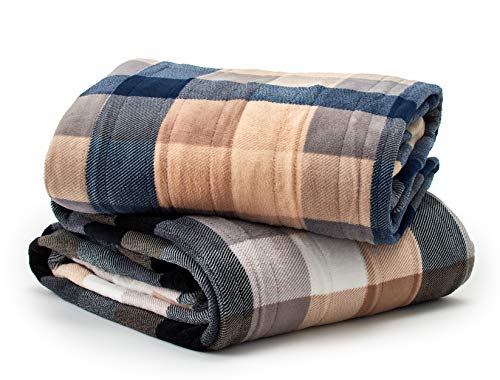 Eddie Bauer Heated Soft Brushed Microplush Electric Blanket, Warm & Cozy Bedding, Twin, Cabin Comfort Blue