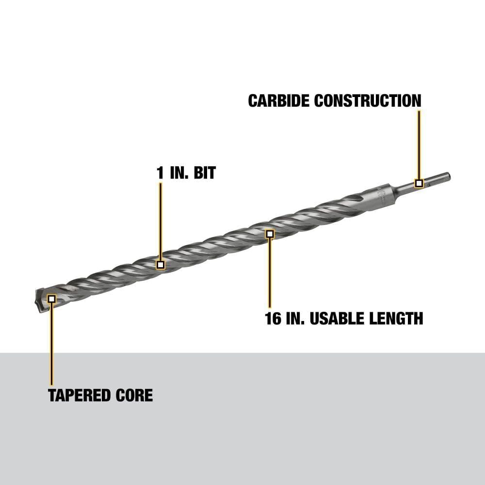 DeWalt DW5466 1" x 16" x 18" Rock Carbide SDS Plus Hammer Bit