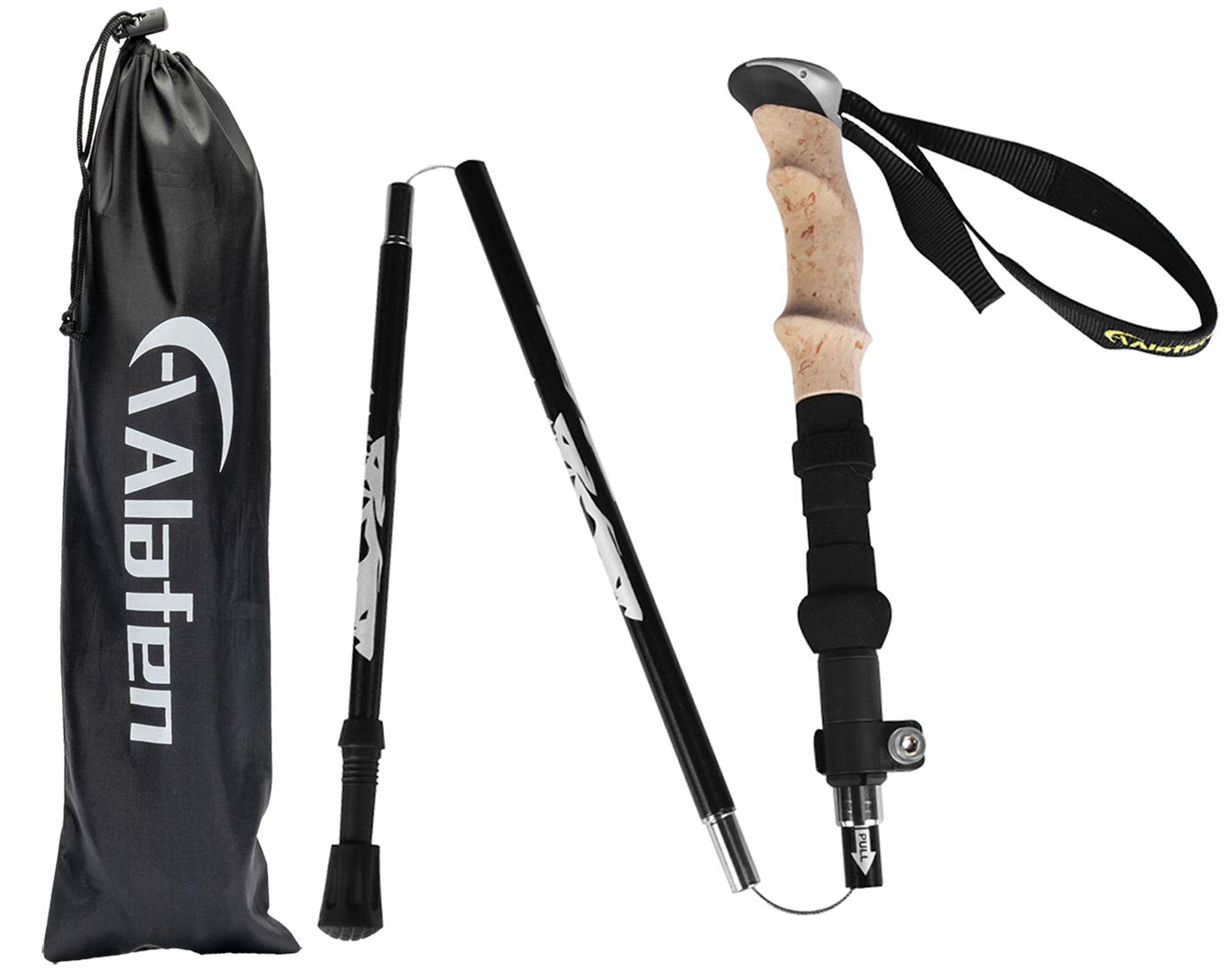 A ALAFEN Walking Stick - Collapsible Trekking Pole for Men and Women,7075 Aluminum Hiking Stick for Seniors, Black 1PC