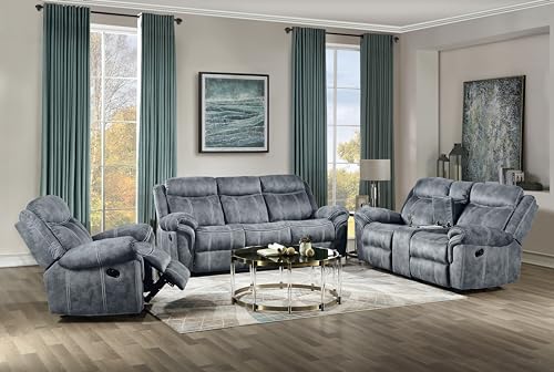 Acme Furniture Zubaida 41" x 87" Modern Velvet Reclining Sofa with USB Dock, 1 Storage Drawer, Tight Back & Seat Cushion, in 2-Tone Gray Finish