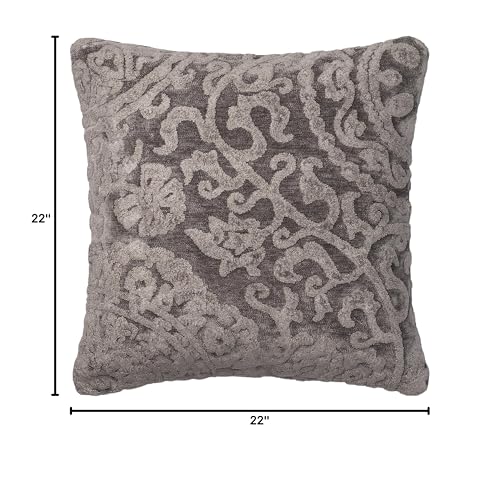 Loloi Loloi-DSETGPI02AS00PIL3-Ash Decorative 100% Viscose Accent Pillow with Down Fill-22" X 22", Ash