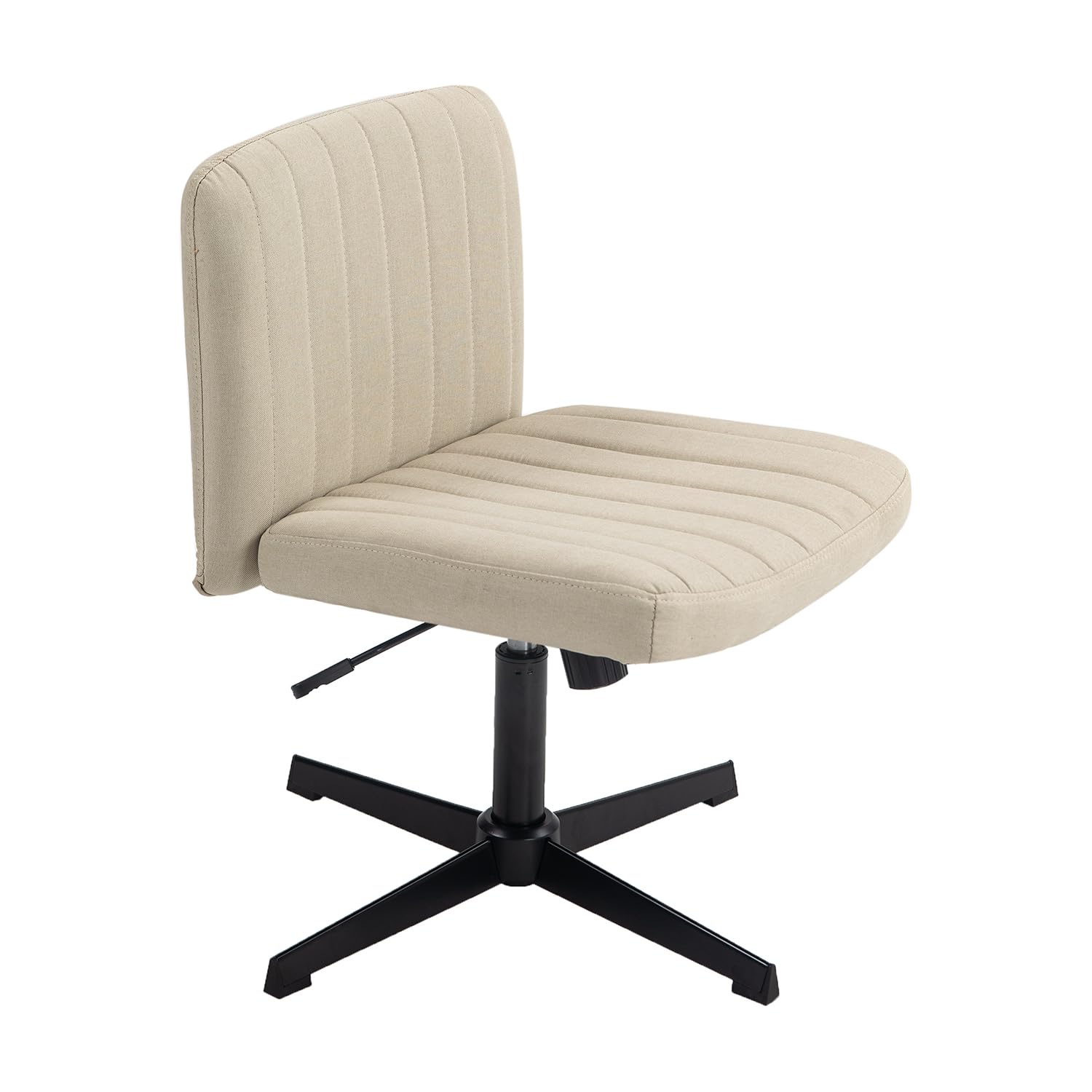 Panana Office Chair Fabric Padded Seat Armless Desk Chair Swivel Computer Task Chair Mid-Back No Wheels Accent Chair (Beige)