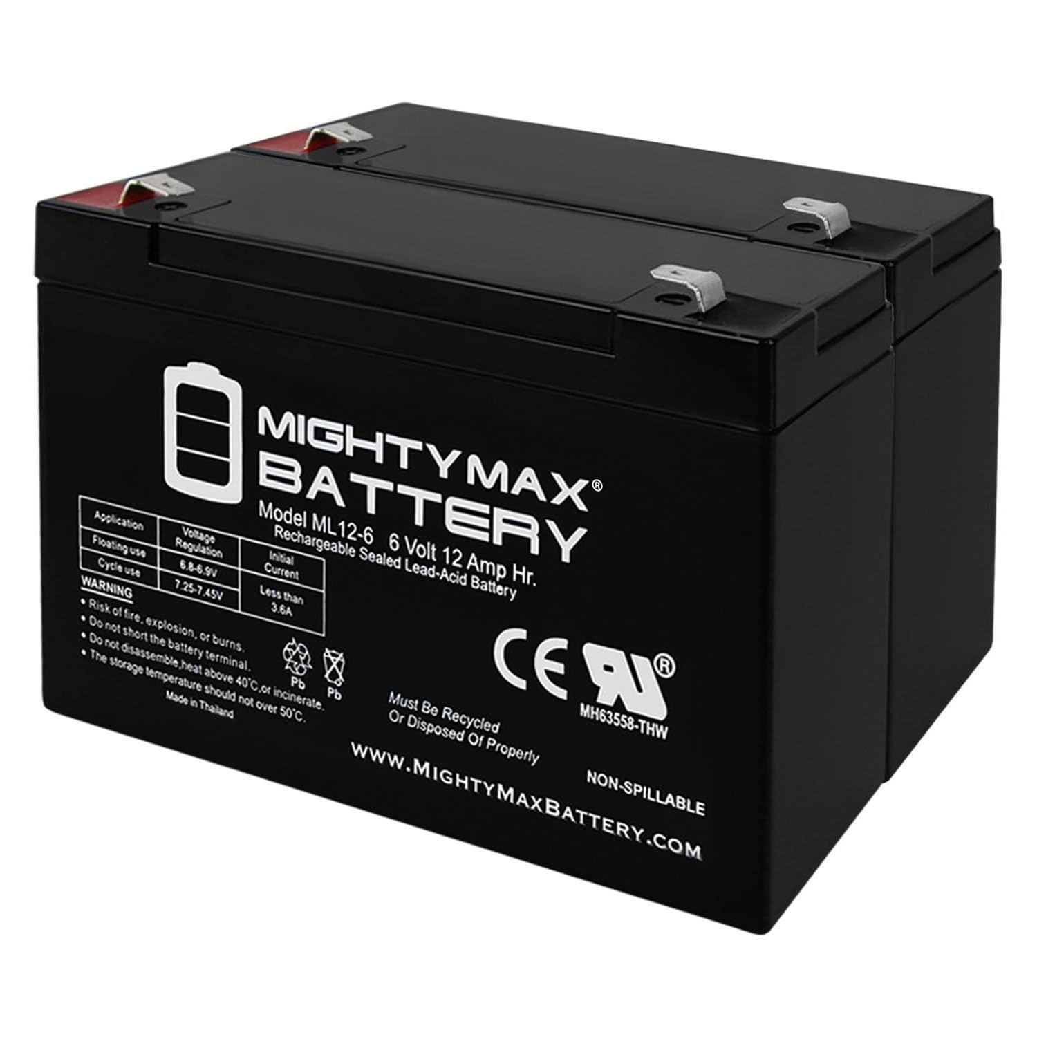 Mighty Max Battery 6V 12AH F2 SLA Replacement Battery for Dual Lite 0120800-2 Pack