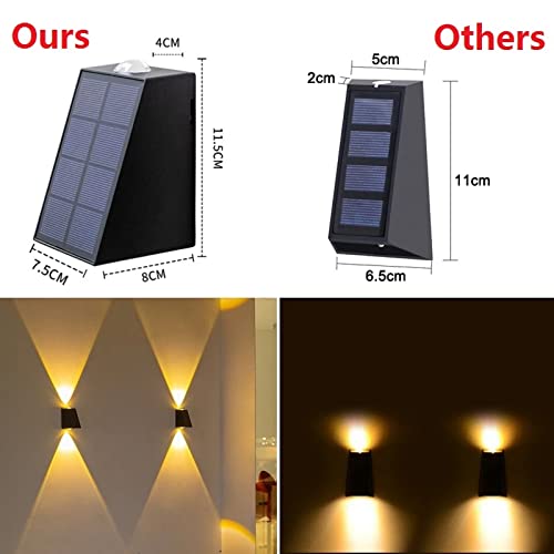 ASLIDECOR Solar Wall Lights UP and Down,Warm White Fence Lighting Waterproof Deck Step Light for Arbor Patio Yard