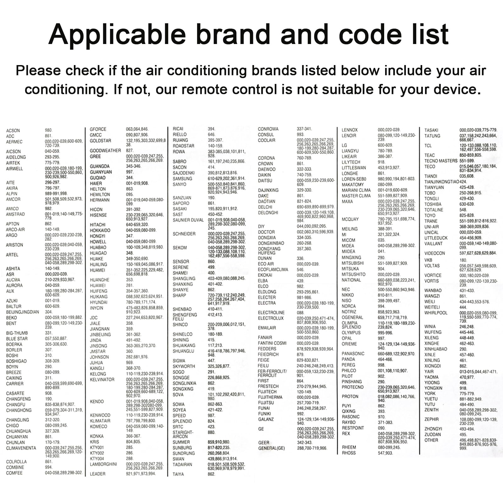 All in One K-1028E Universal A/C Air Conditioner Remote Control 1000 in 1 Controller for LG Gree Midea Toshiba Haier Daikin Hitachi Sharp Panasonic Samsung Sanyo Hisense Fujitsu Air Condition