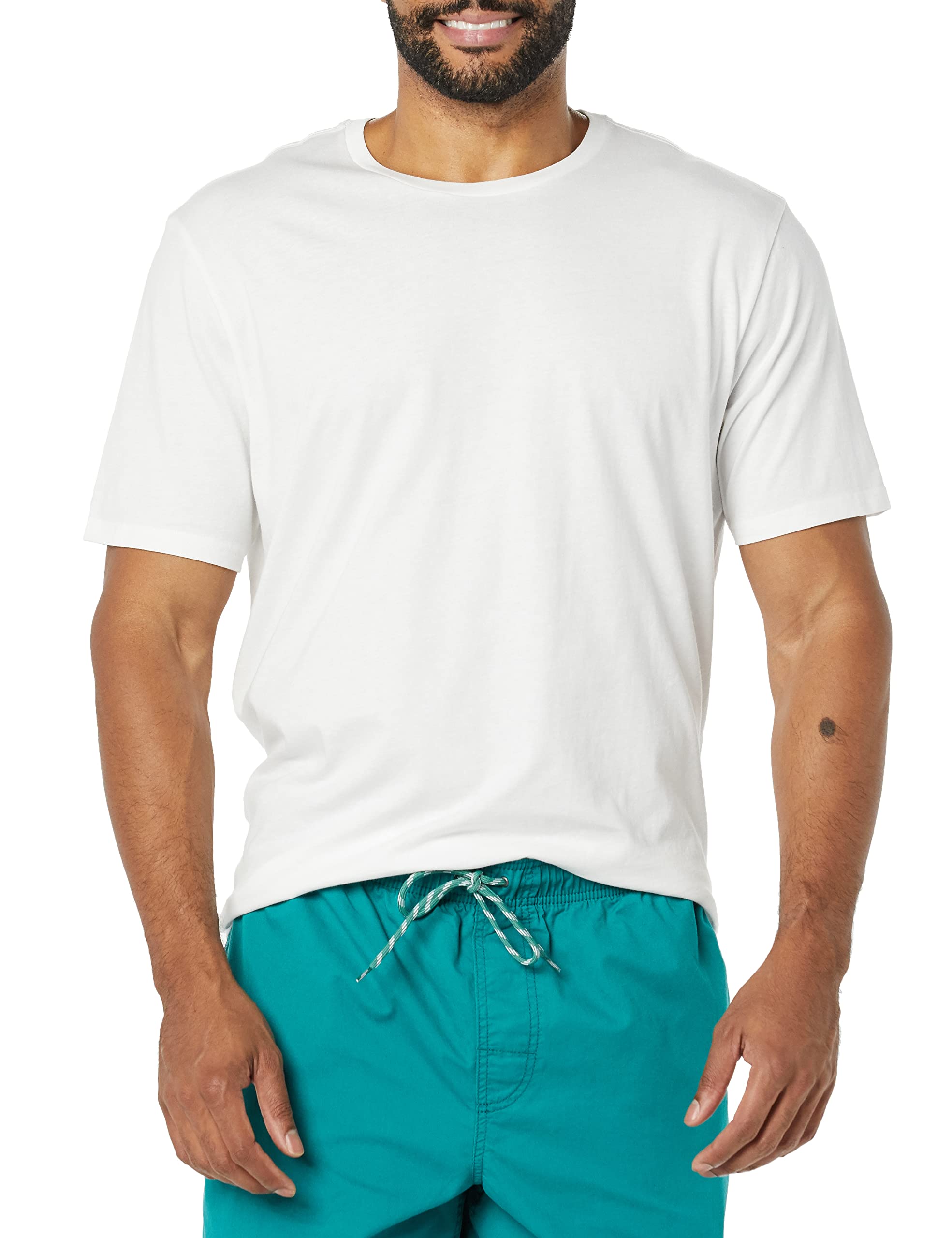Amazon Essentials Men's Slim-Fit Short-Sleeve Crewneck T-Shirt, Pack of 2, White, Large