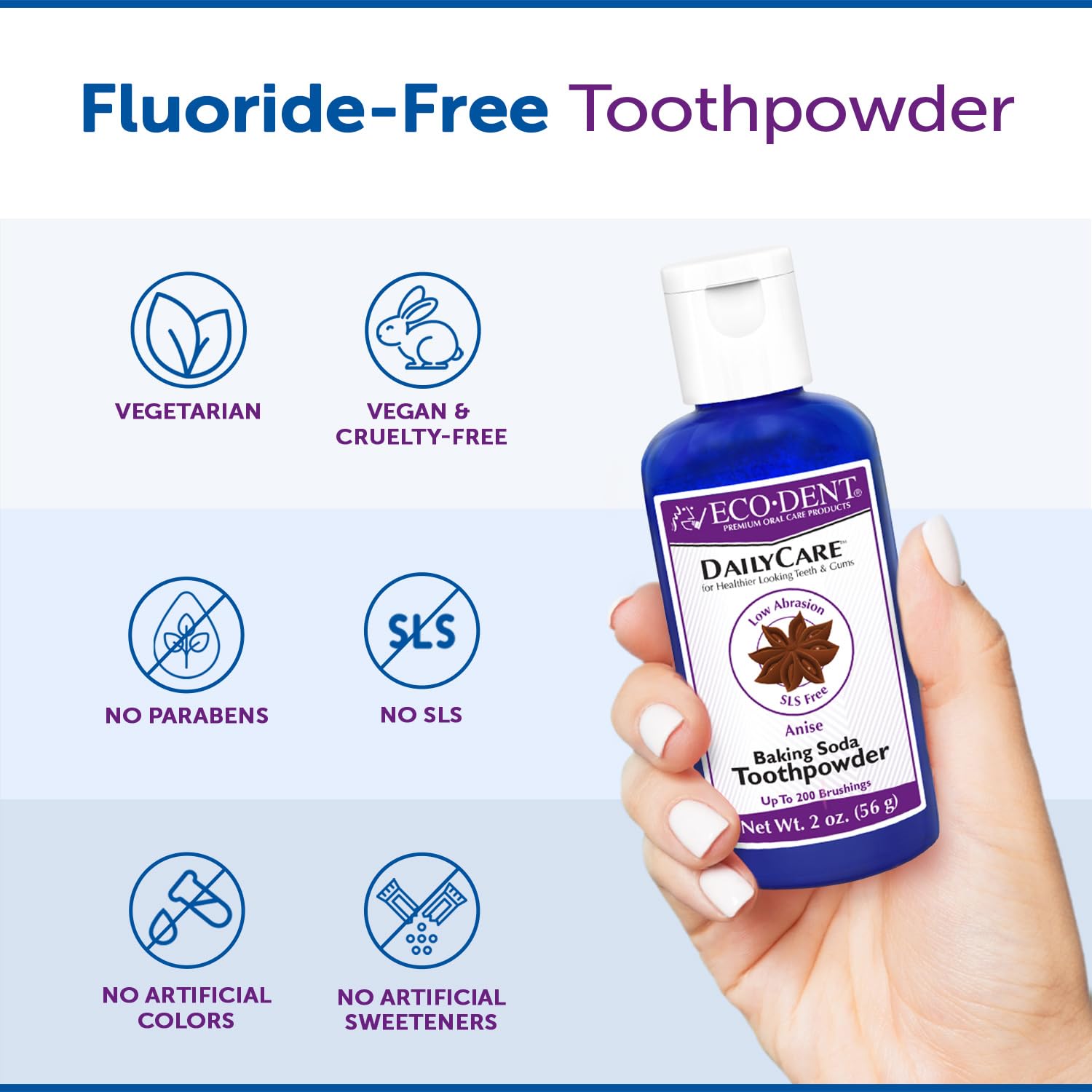 Eco-Dent DailyCare Baking Soda Toothpowder, Anise β SLS & Fluoride-Free Toothpaste Powder with Minerals & Essential Oils, Toothpaste Alternative + DailyRinse Single-Use Pack