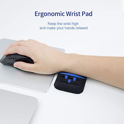Mouse Wrist Rest Pad Padded Memory Foam Hand Rest Support for Office, Computer, Laptop, Mac Typing and Wrist Pain Relief (5.12 inch, Black)