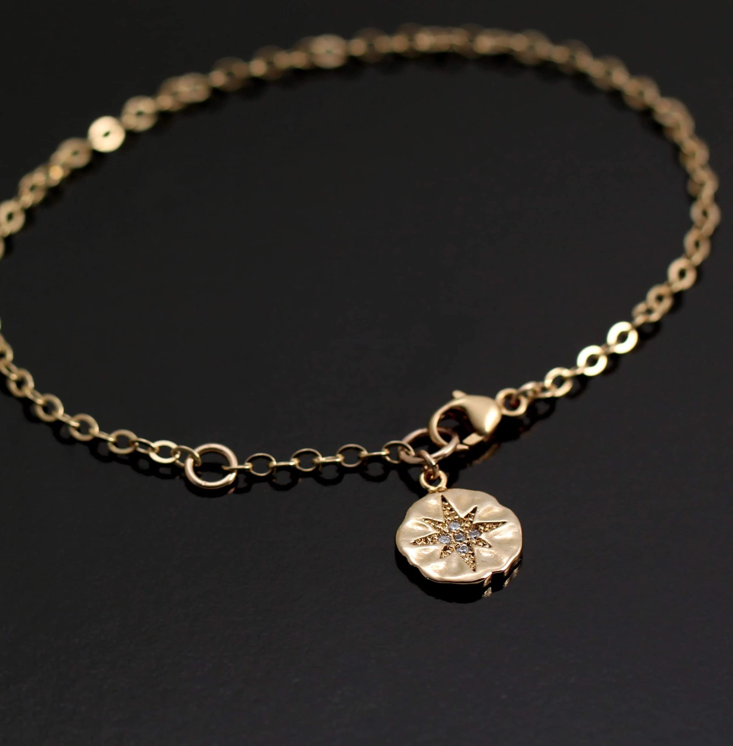 A Charmed Impression Retirement Gift for Women • Enjoy The Next Chapter • Diamond Starburst Charm Bracelet• 14k Gold • Congratulations • You'll be Missed • Be Proud of The Difference You Have Made