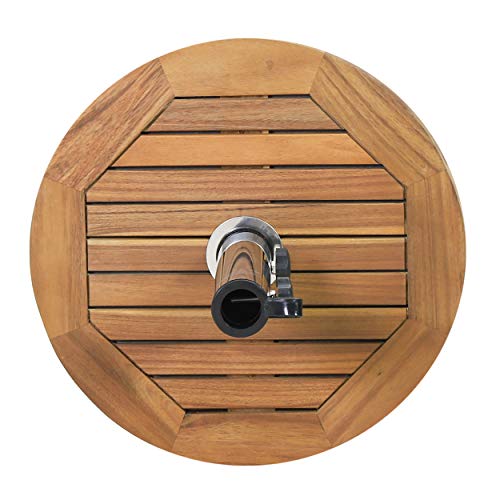 Christopher Knight Home 314641 Ralph Outdoor Umbrella Base, 17.75" D x 17.75" W x 17.00" H, Teak + Stainless Steel