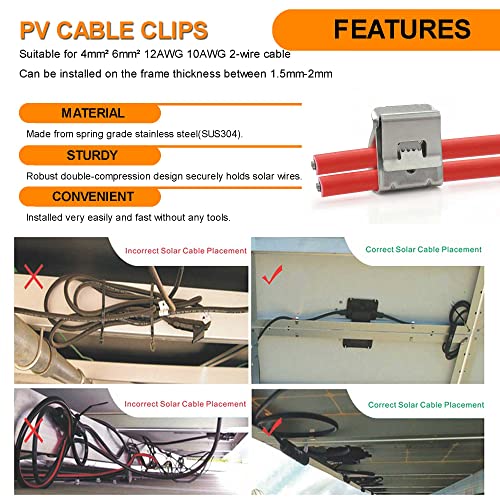 ALAMSCN 4 Pairs Solar Connector Y Branch Parallel Adapter Cable Wire Plug 2 to 1 Male Female Connectors (M/FF, F/MM) for Solar Panel with PV Cable Clips