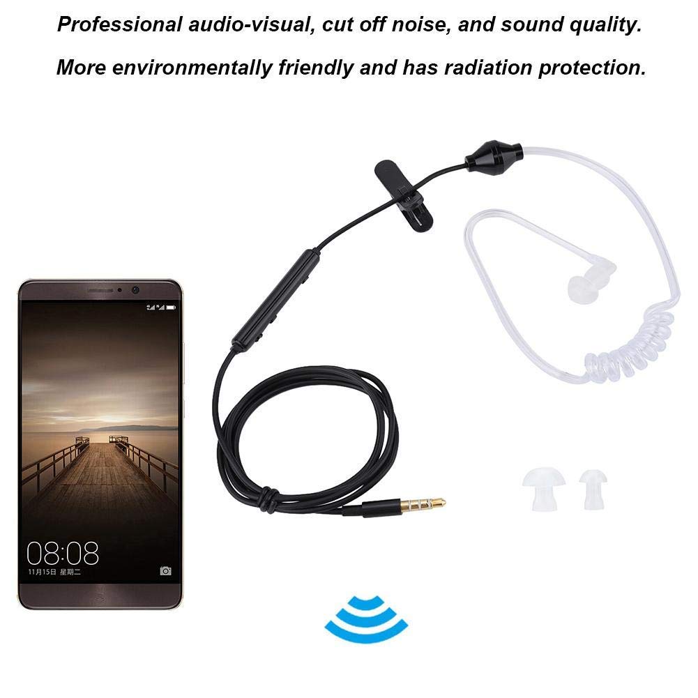 Yoidesu Universal 3.5mm Acoustic Hollow Earbuds Headphones with Microphone,Anti-Radiation in-Ear Single Earbud,Wired Cell Phone Earpiece (Black)