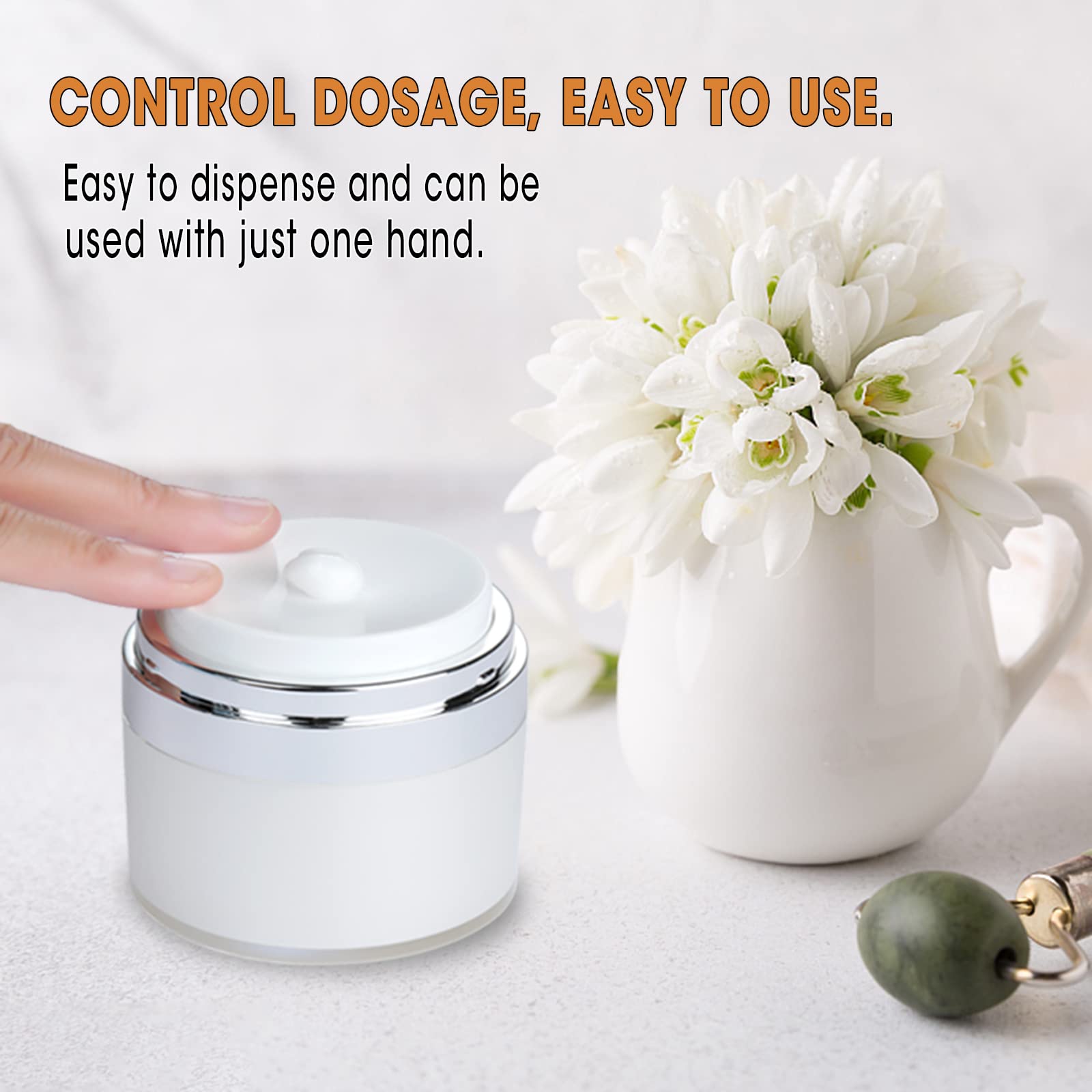 Airless Pump Jar, Airless Pump Bottles, Drunk Elephant Container, 1.7 oz Moisturizer Container Used for Lotions, Creams, Serums, And Makeup, Travel Containers Push Down Pump Dispenser