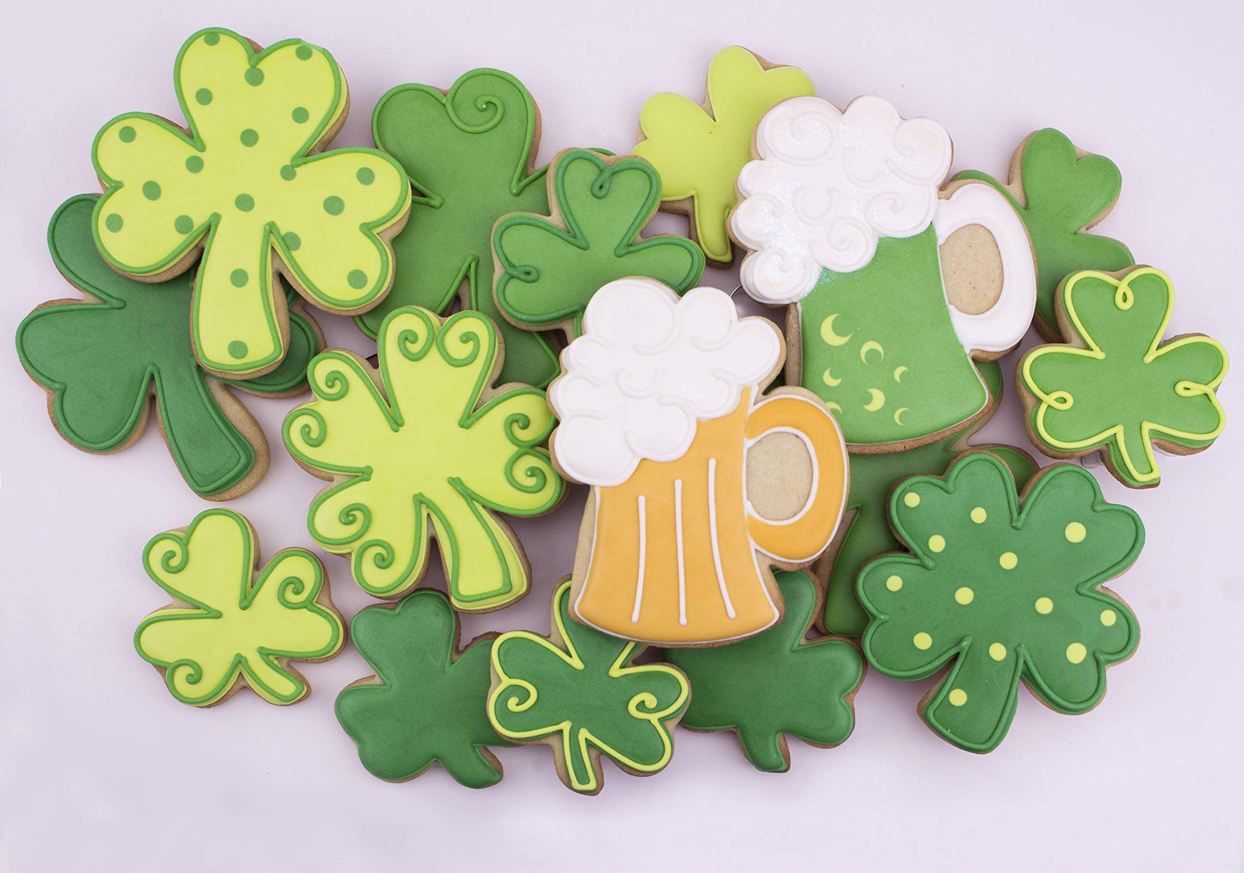 Ann Clark Cookie Cutters 5-Piece St. Patrick's Day Cookie Cutter Set with Recipe Booklet, Shamrock, Small Shamrock, Four Leaf Clover, Beer Mug