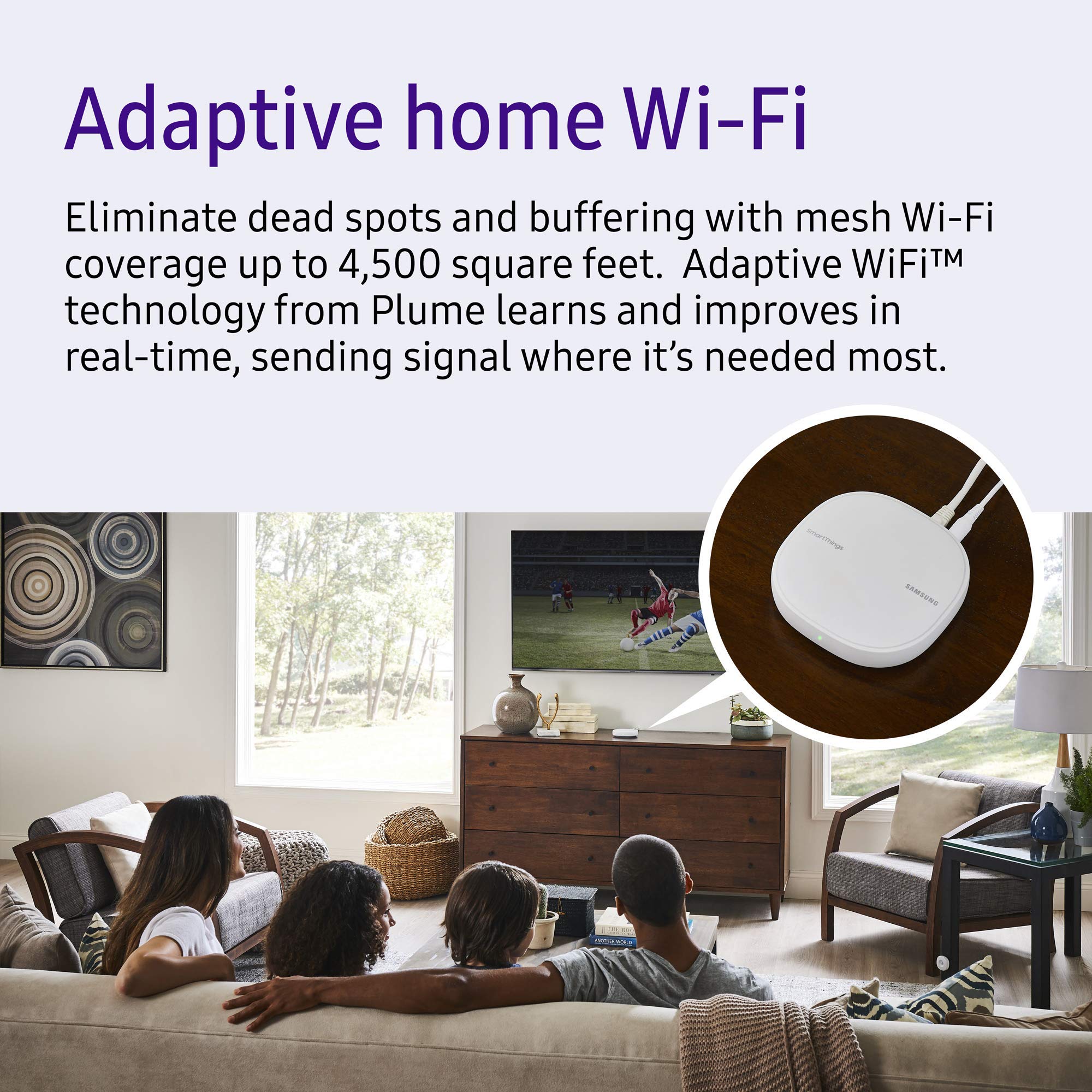 Samsung SmartThings WIFI Mesh Router Range Extender SmartThings Hub Functionality Whole-Home WIFI Coverage (Renewed)