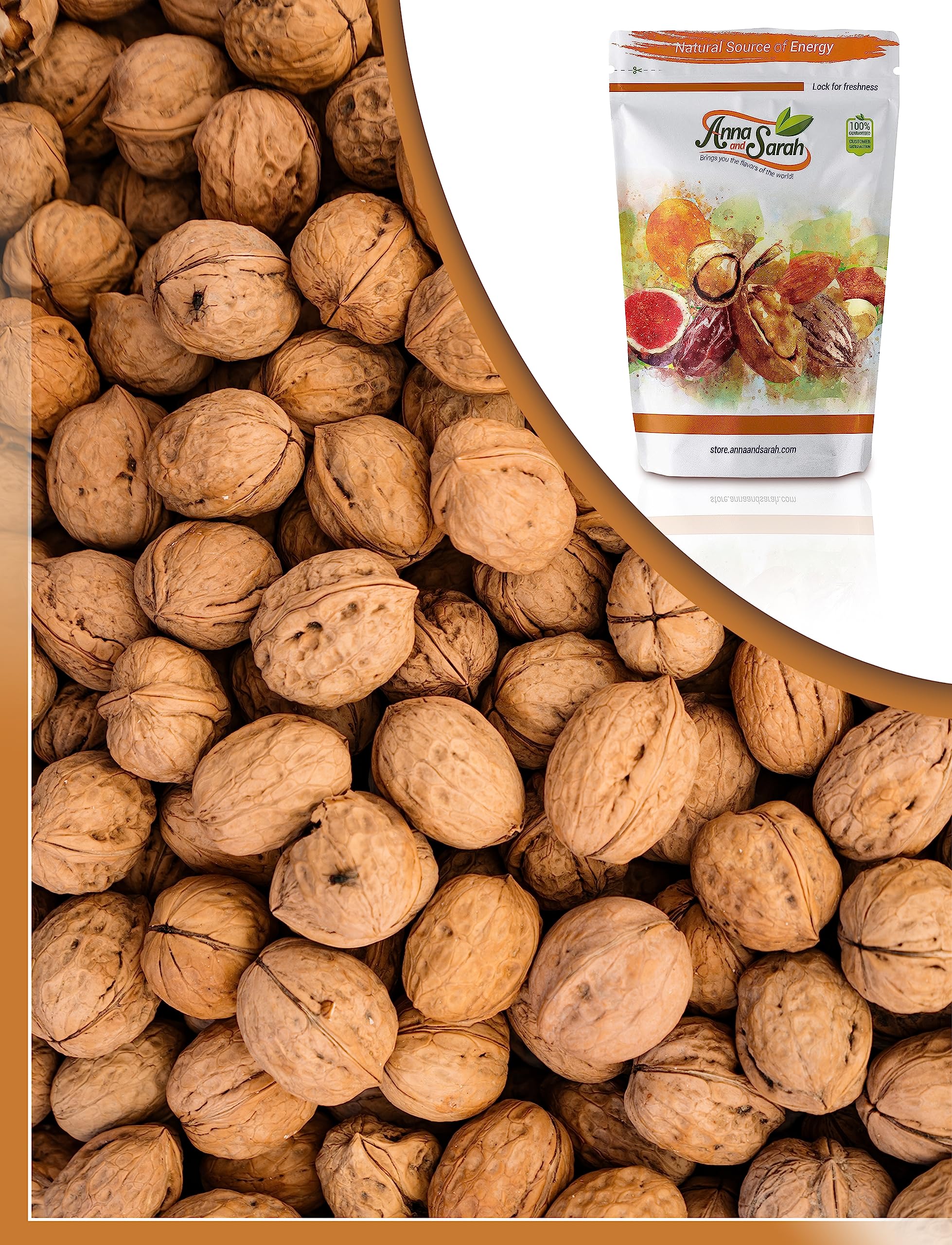 Anna and Sarah Walnuts in Shell, Jumbo, Fresh, Buttery Taste, Easy to Crack, California Chandler, Natural Shells, Not Bleached 5.5 Lbs