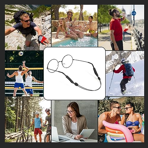 ATiC Glasses Strap, Adjustable Sunglasses Strap, Sports Eyeglass Holder Strap, No Tail Eyewear Retainer Glasses Lanyard for Men Women, Pack of 4, Black