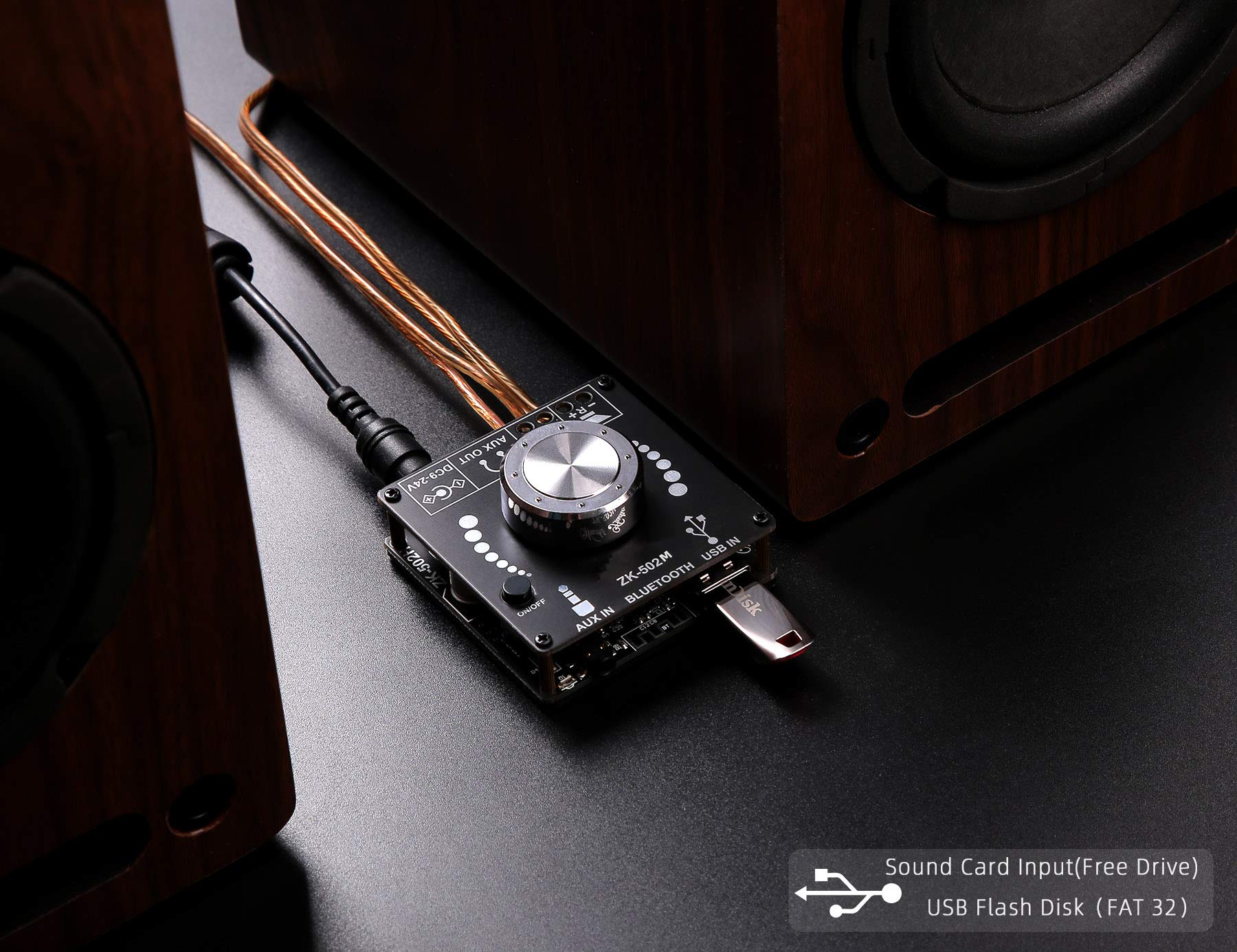 DAMGOO Mini Bluetooth Amplifier 50W+50W Dual Channel Stereo Power Output,DC 12V, Bluetooth+ AUX+ USB Input