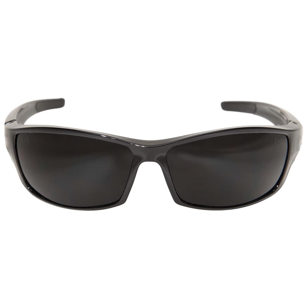 Edge SR116 Reclus Wrap-Around Safety Glasses, Anti-Scratch, Non-Slip, UV 400, Military Grade, ANSI/ISEA & MCEPS Compliant, 5.04" Wide, Black Frame/Smoke Lens