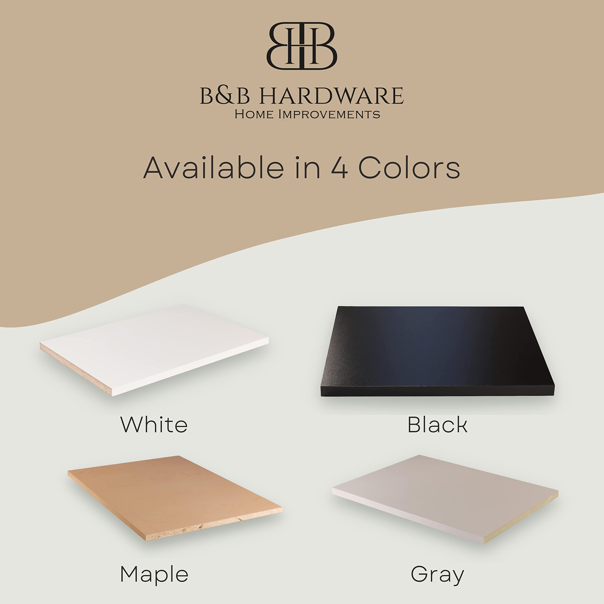 B&B HARDWARE Cabinet Shelves - 3/4'' Thick - Custom Organize Space with Stylish Shelves - Perfect Solution for Home & Office - Melamine Shelves Cut to Order (12" Depth X 20'' Inches Length)