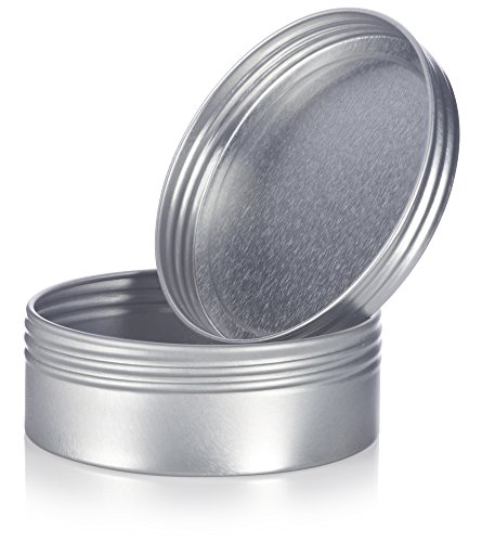 JUVITUS 2 oz Metal Steel Tin Flat Container with Tight Sealed Twist Screwtop Cover (6)