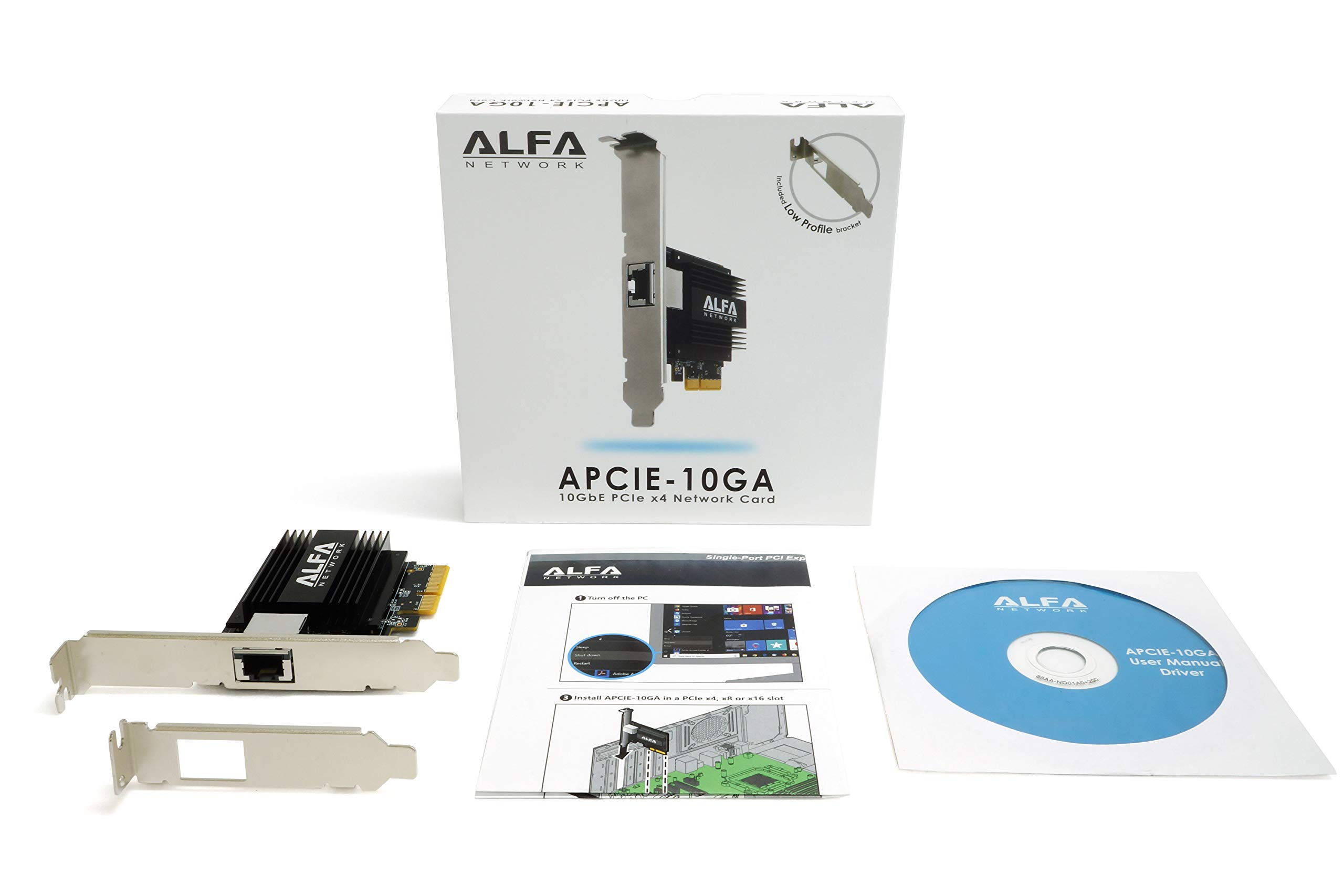 ALFA 5-Speed 10GbE PCIe Network Adapter Card Based on Aquantia™ AQC107 chipset, APCIE-10GA