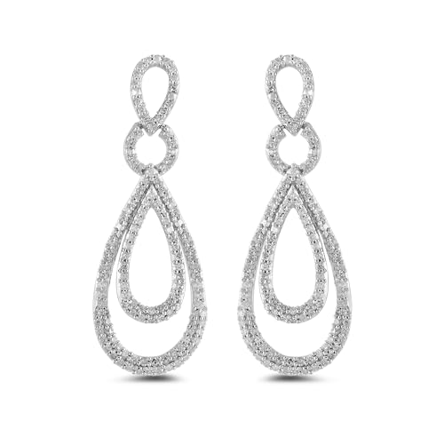 Amazon Essentials Sterling Silver Diamond Drop Earrings (1/2 cttw) (previously Amazon Collection)