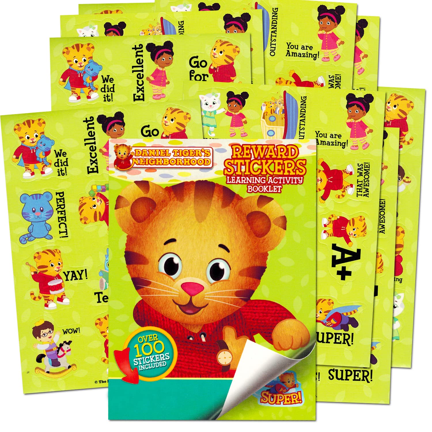 Daniel Tiger Clock Puzzle Shape Sorting Game for Toddlers, Kids ~ 4 Pc Learning Toy Bundle with Daniel Tiger Wooden Clock, Stickers, and More (Daniel Tiger Wood Toys)