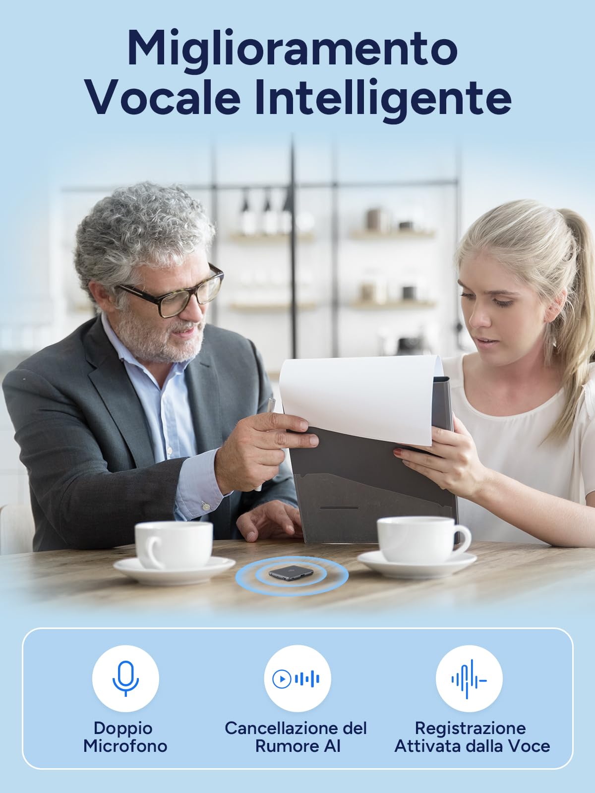 64GB Smart Voice Recorder, iZYREC Voice Activated Recorder with Phone App, 30 Hours Continuous Recording, Audio Recording Device Enhanced AI Noise Canceling Perfect for Meeting Interview Multi (Grey)