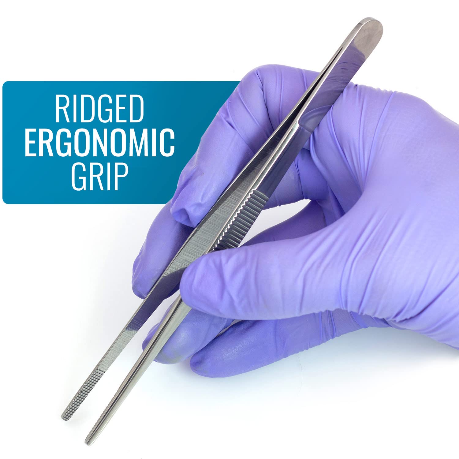 MABIS Surgical Tweezers and Dressing Forceps, 5.5 inches long, Serrated, Stainless Steel