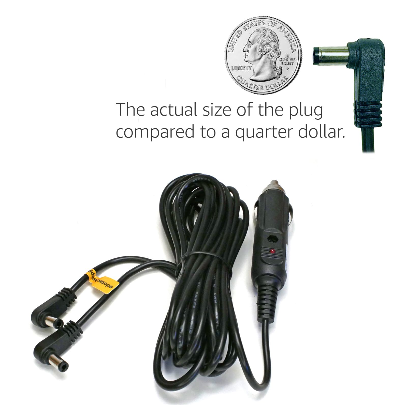 EDO Tech 11 ft Car Charger Power Cord for RCA Single Dual Screen Vehicle Portable DVD Player