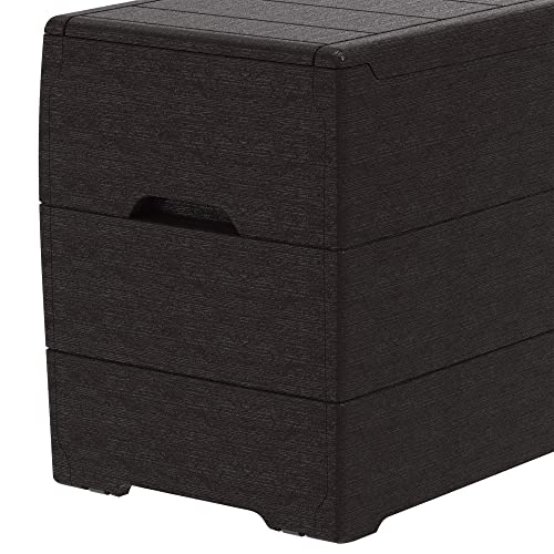 DuraMax 71 Gallon Outdoor Furniture Organizer Storage Box Bench with Wheels and Side Handling Grip for Patio, Deck, and Garden, Brown