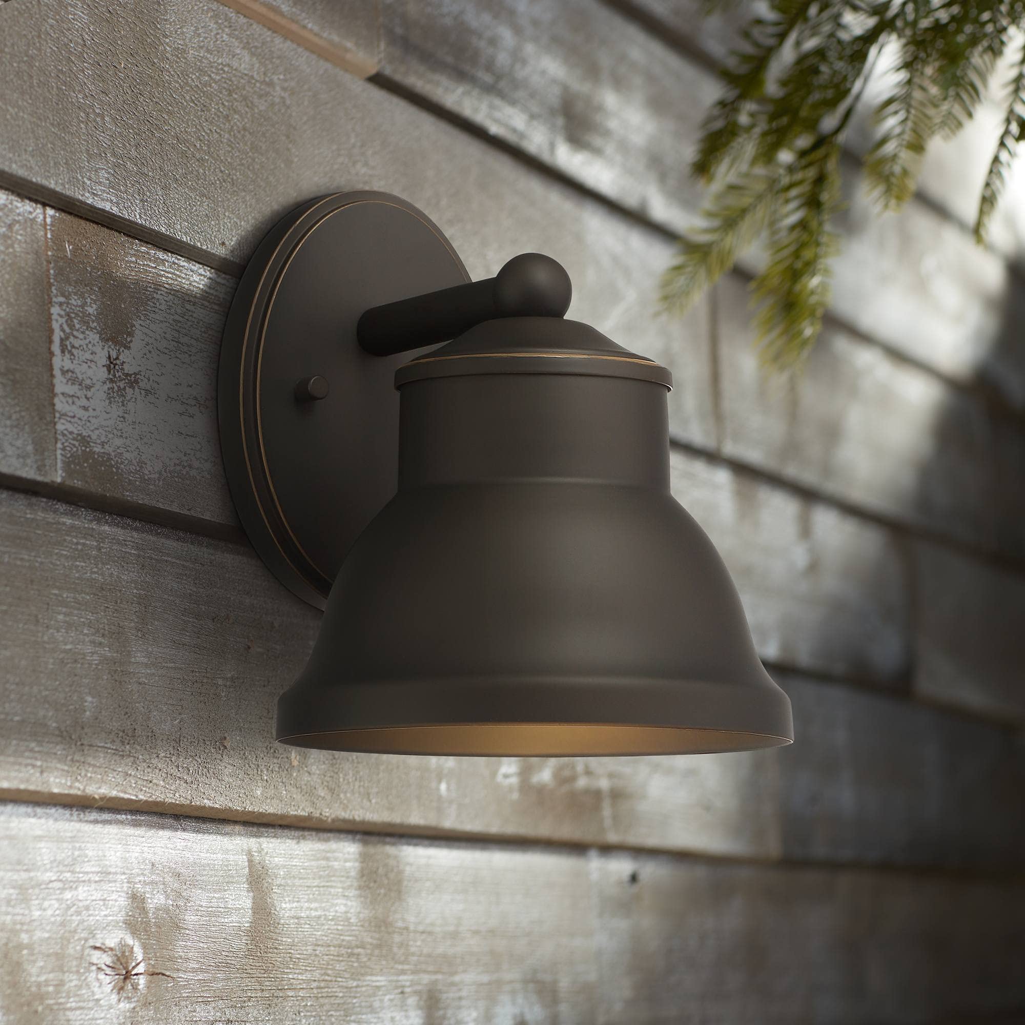 Dannington Rustic Farmhouse Industrial Outdoor Wall Light Fixture Oil Rubbed Bronze Brown 9 1/4" for Exterior House Porch Patio Outside Deck Garage Yard Front Door Garden Home - Franklin Iron Works