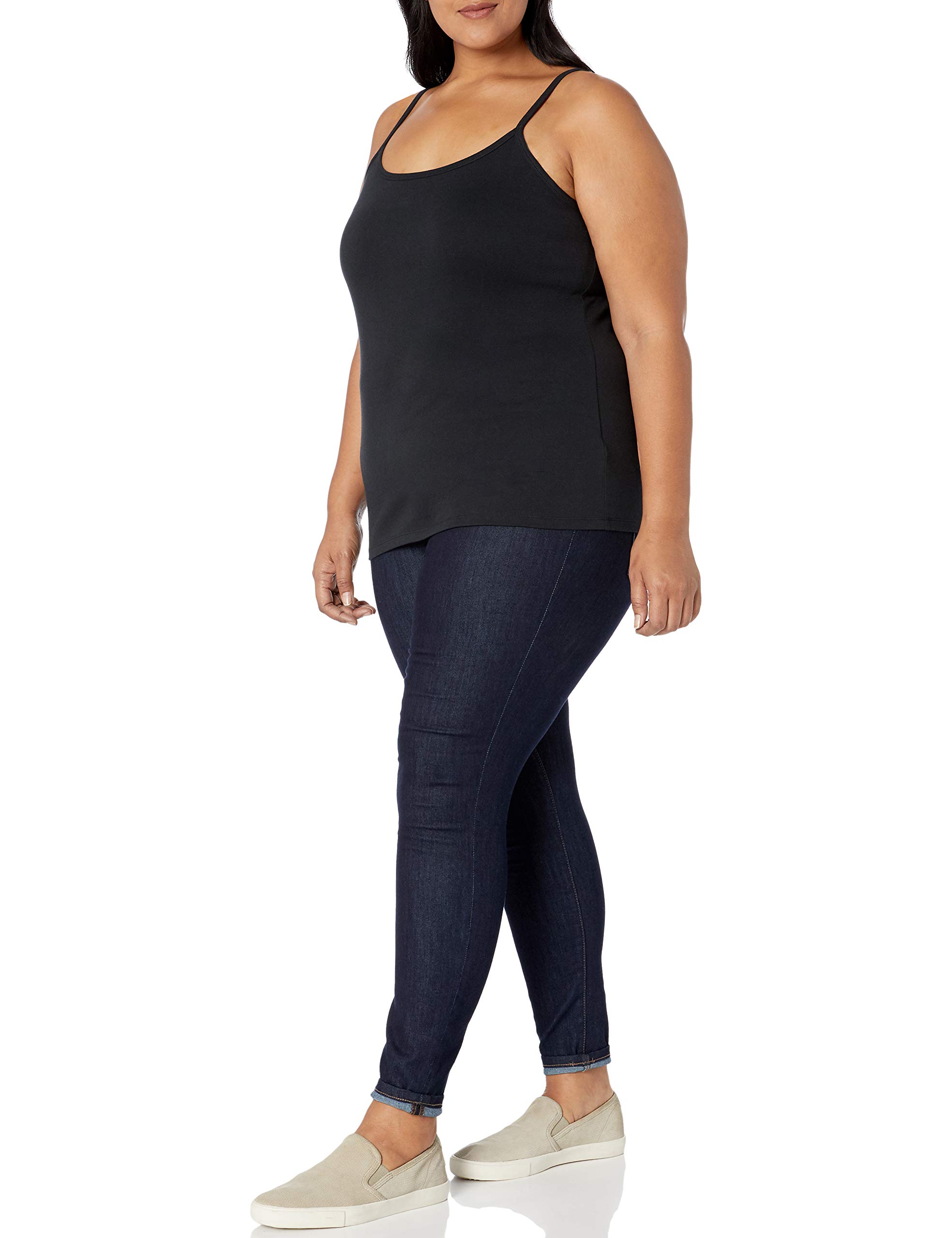 Amazon Essentials Women's Camisole (Available in Plus Size), Pack of 2, Black, 1X