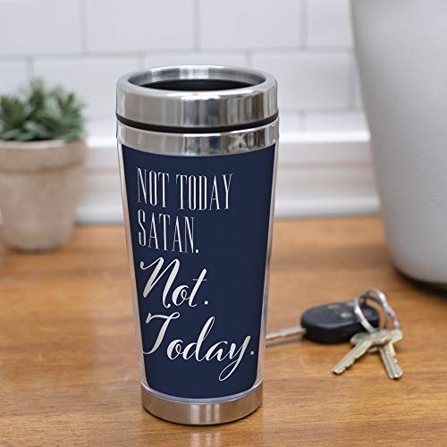 Not Today Satan, Not Today Stainless Steel 16 oz Travel Mug with Lid