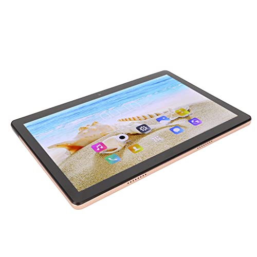 Airshi Portable Tablet, 5G WiFi Dual Band Call Support 4G RAM 128G ROM 10 Inch Tablet Octa Core Processor 100-240V for Home for Travel (Gold)