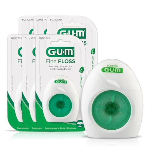 GUM Fine Waxed Dental Floss, Mint - 200 Yards (6pk)