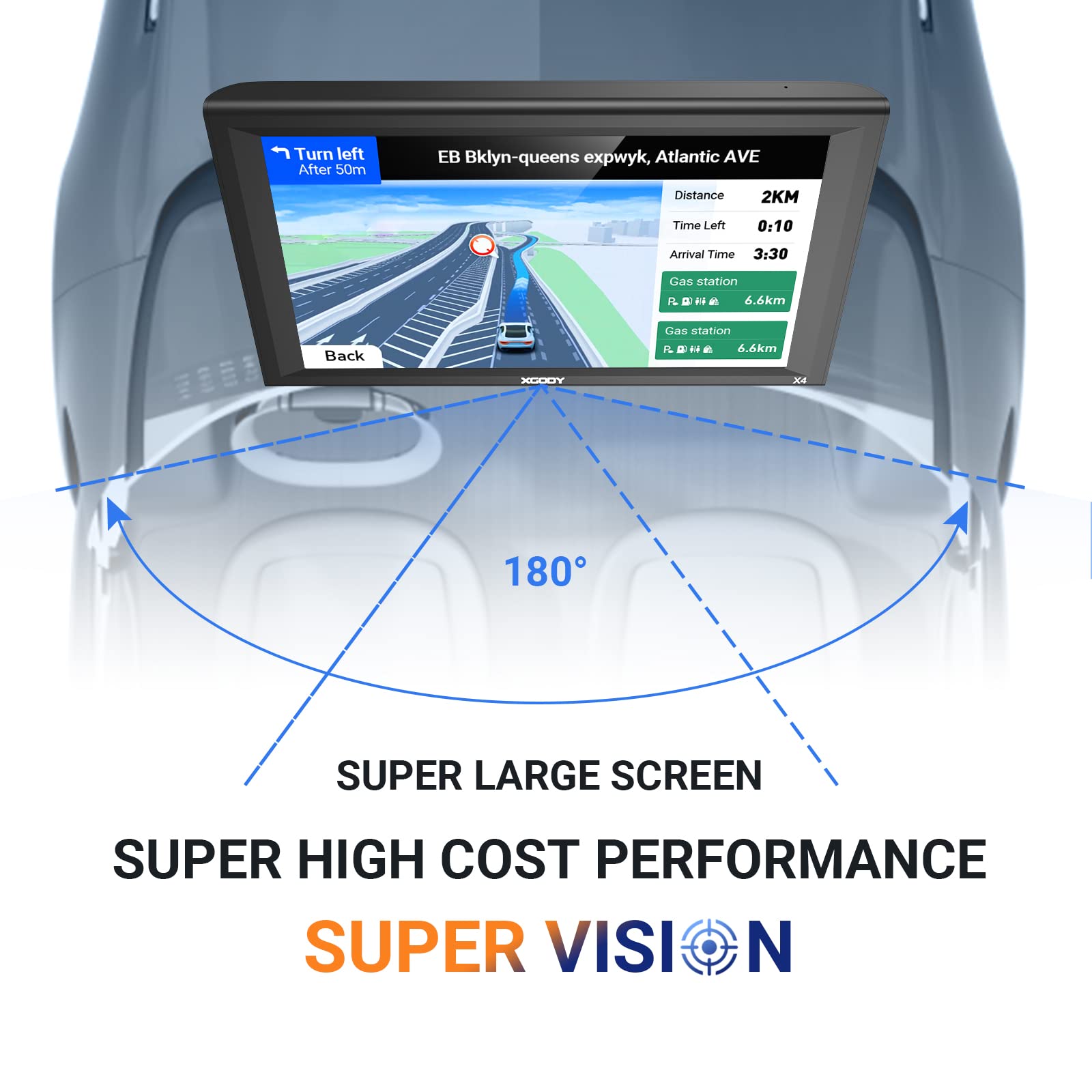 9inch Truck GPS Navigation for Car Big Touchscreen GPS Navigator Bluetooth AV-in Xgody 8GB ROM SAT NAV System Navigator Driving Alarm Lifetime map Updates