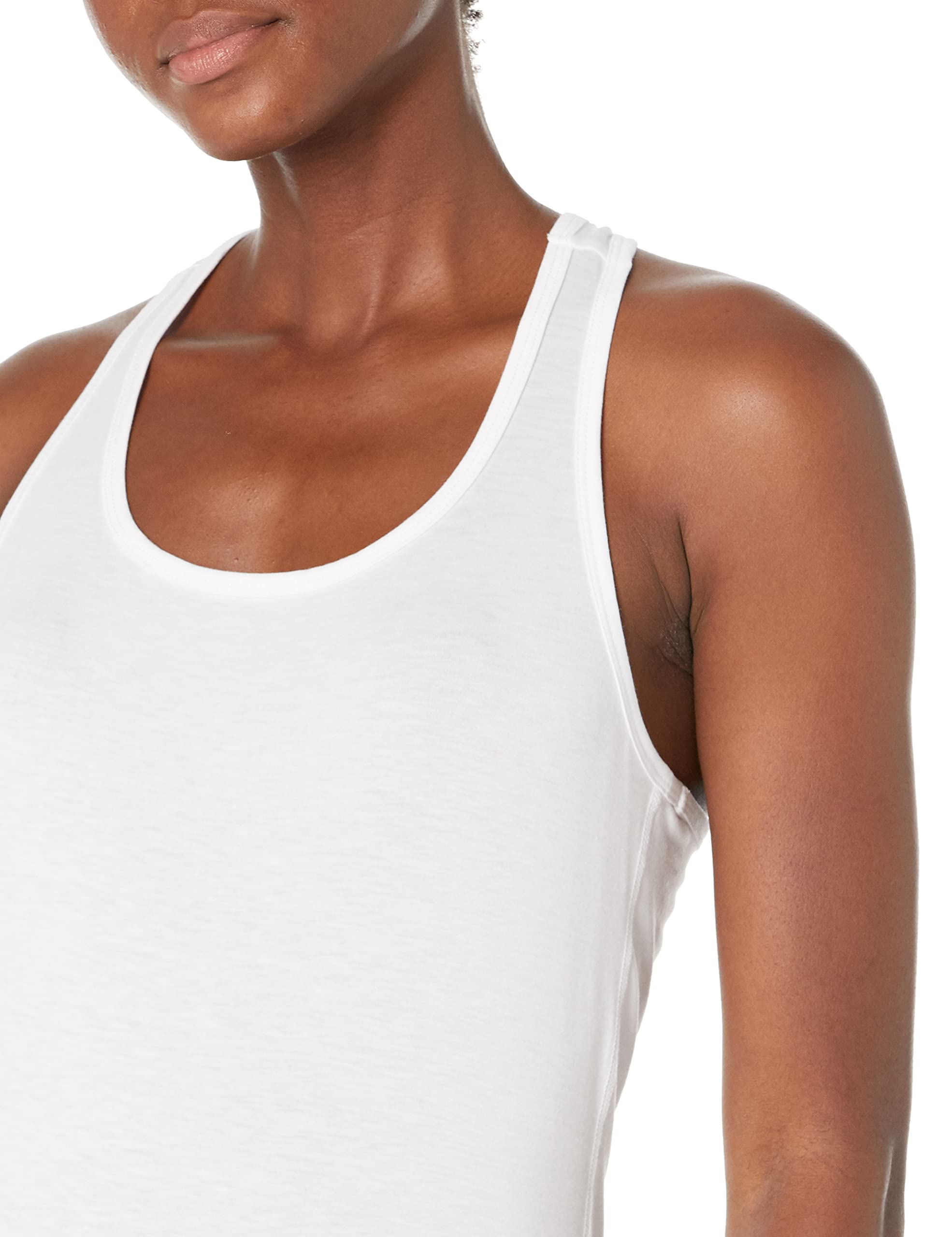 Amazon Essentials Women's Studio Relaxed-Fit Racerback Tank, White, Large