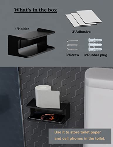 NOTMBESTM Bedside Wall Shelf Organizer Small Bedside Shelf Wall Mount for Bed Universal Stick on Wall Shelf Double Tray Holder for Storing Cellphone, Glasses, Keys, Camera, Alarm Clock (Black)